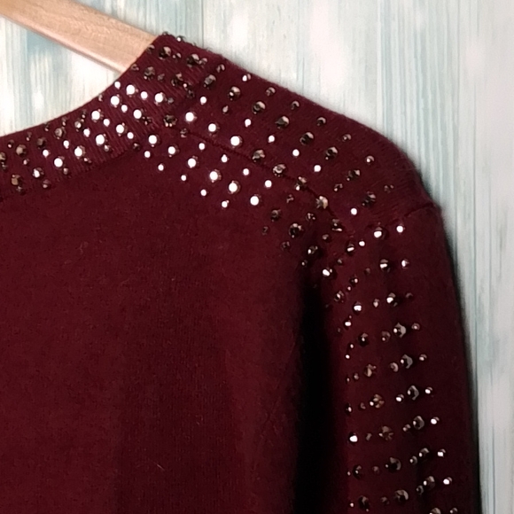 Vila Milano | Sweaters | Vila Milano Studded V Neck Sweater Burgundy ...
